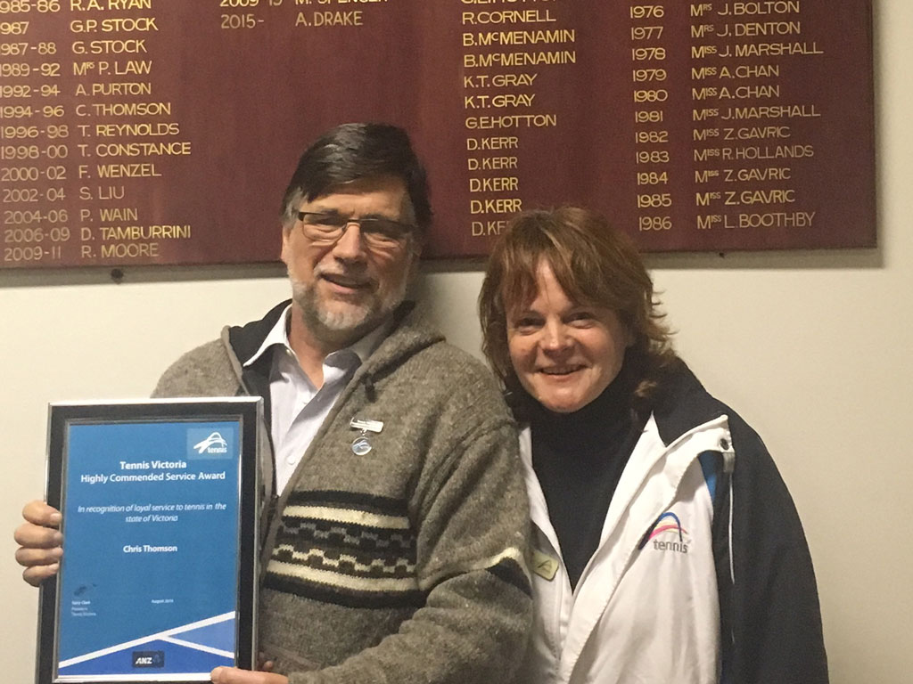Chris Thomson of Canterbury Tennis Club awarded Highly Commended Tennis ...
