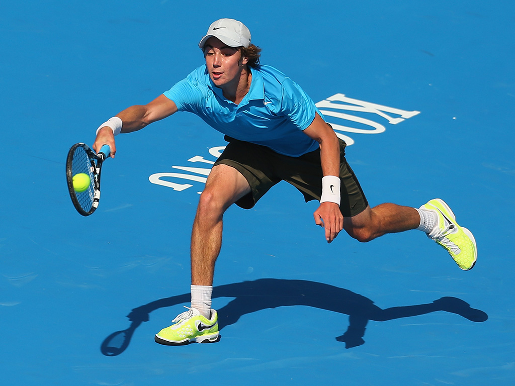 Jordan Thompson in action at AAMI Classic today | 9 January, 2014 | All ...